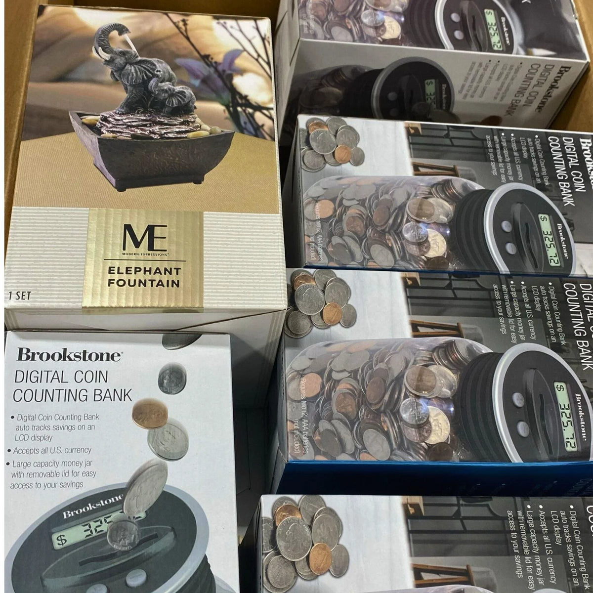 Brookstone Digital Coin Counting Bank | Discount wholesalers inc